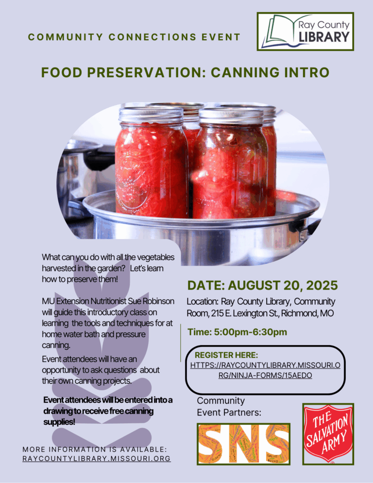 Community Connections Event: Canning Intro – Ray County Library